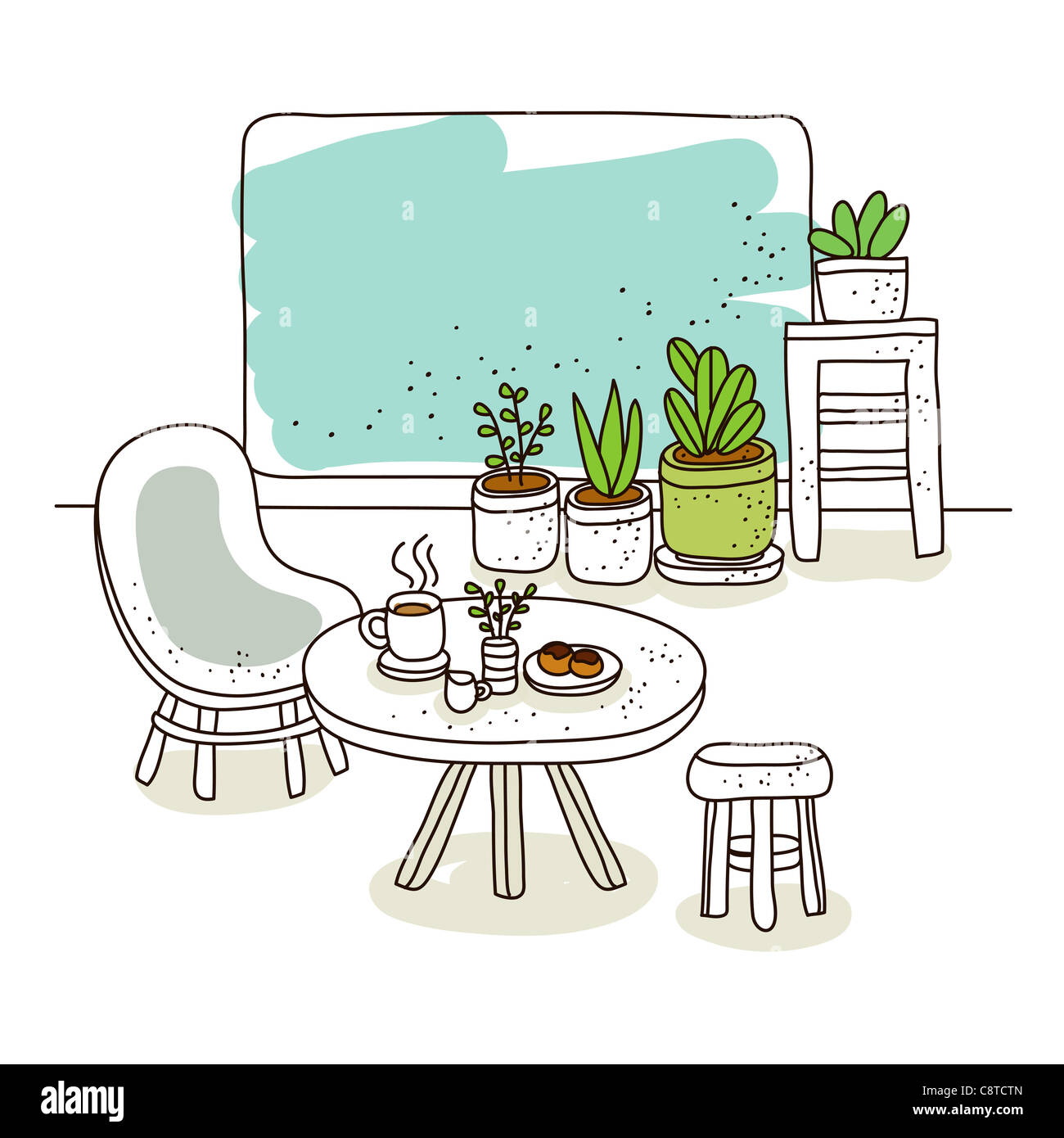 Chair table cup tea Cut Out Stock Images & Pictures - Alamy