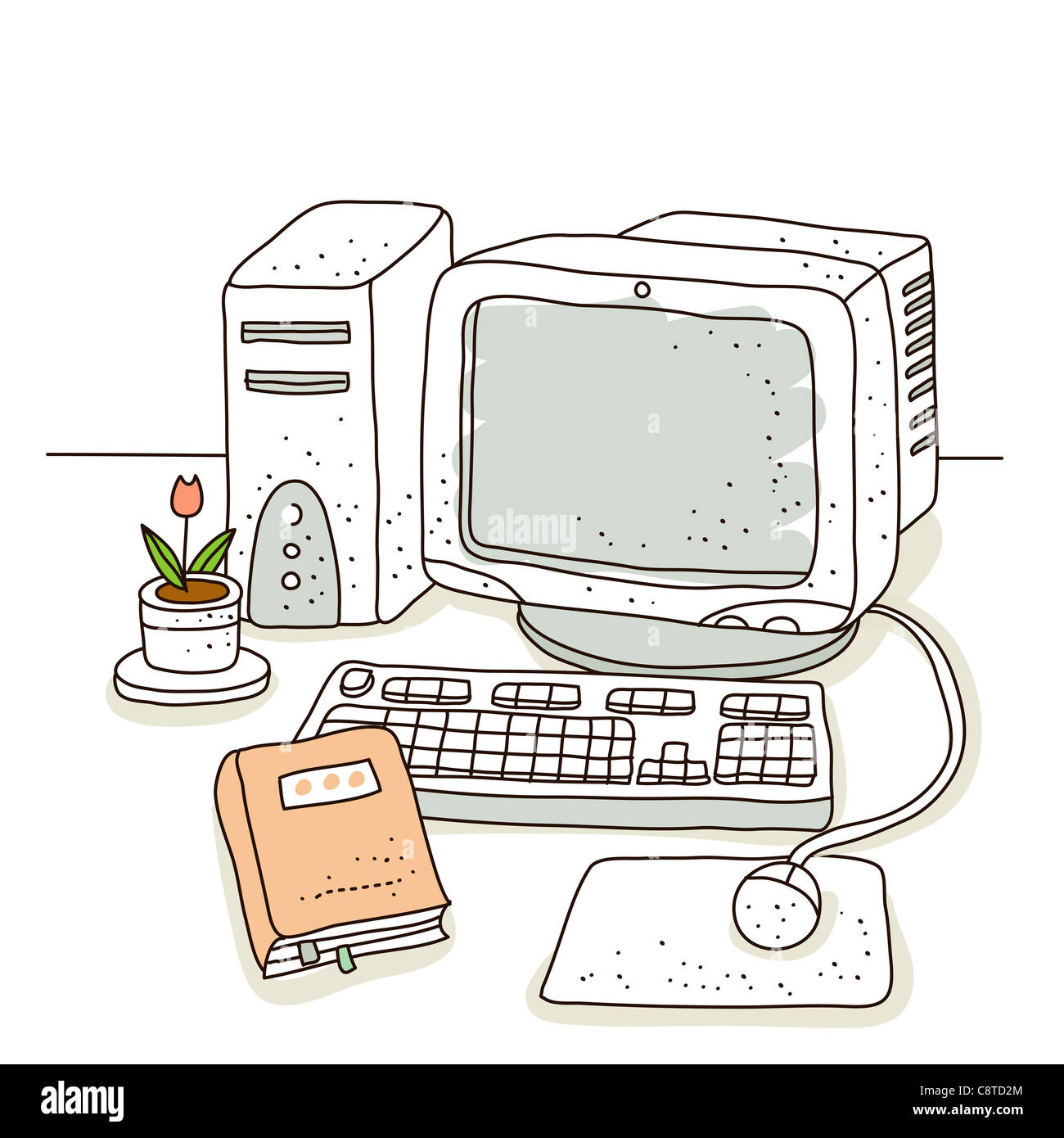 Illustration of computer desktop Stock Photo - Alamy
