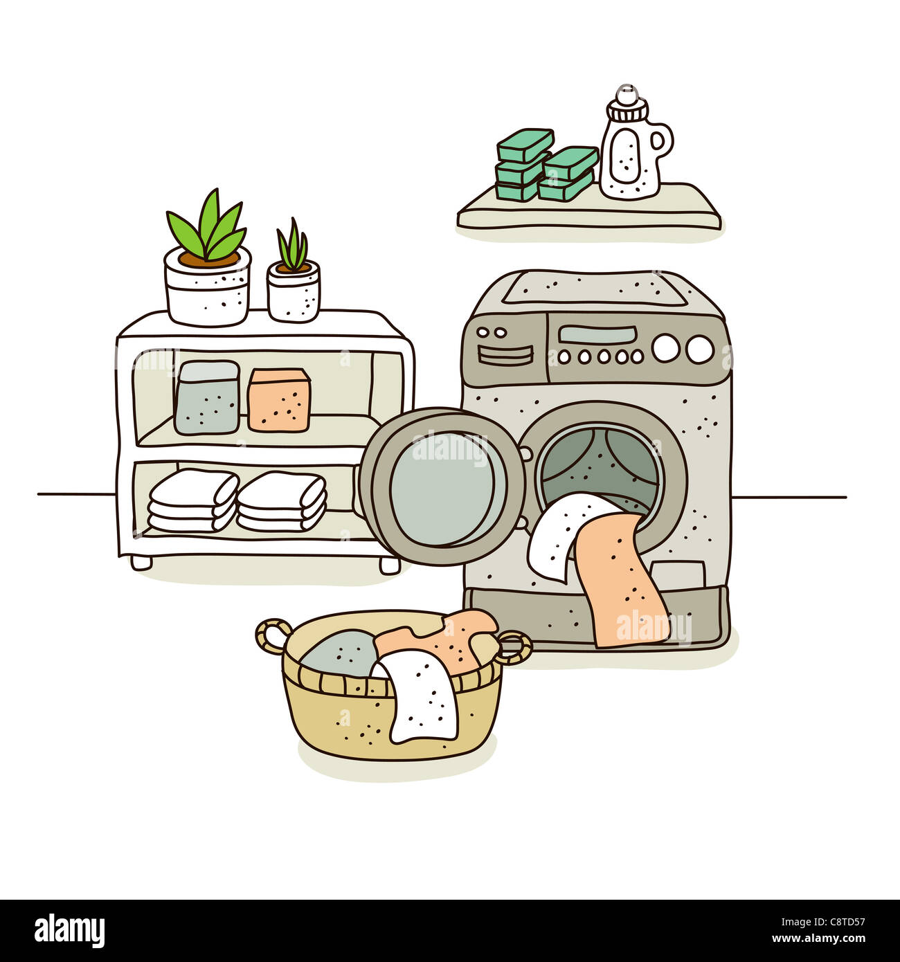 Illustration of automatic washing machine Stock Photo - Alamy