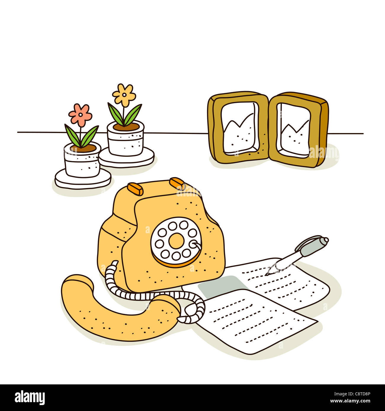 Illustration of landline phone Stock Photo - Alamy