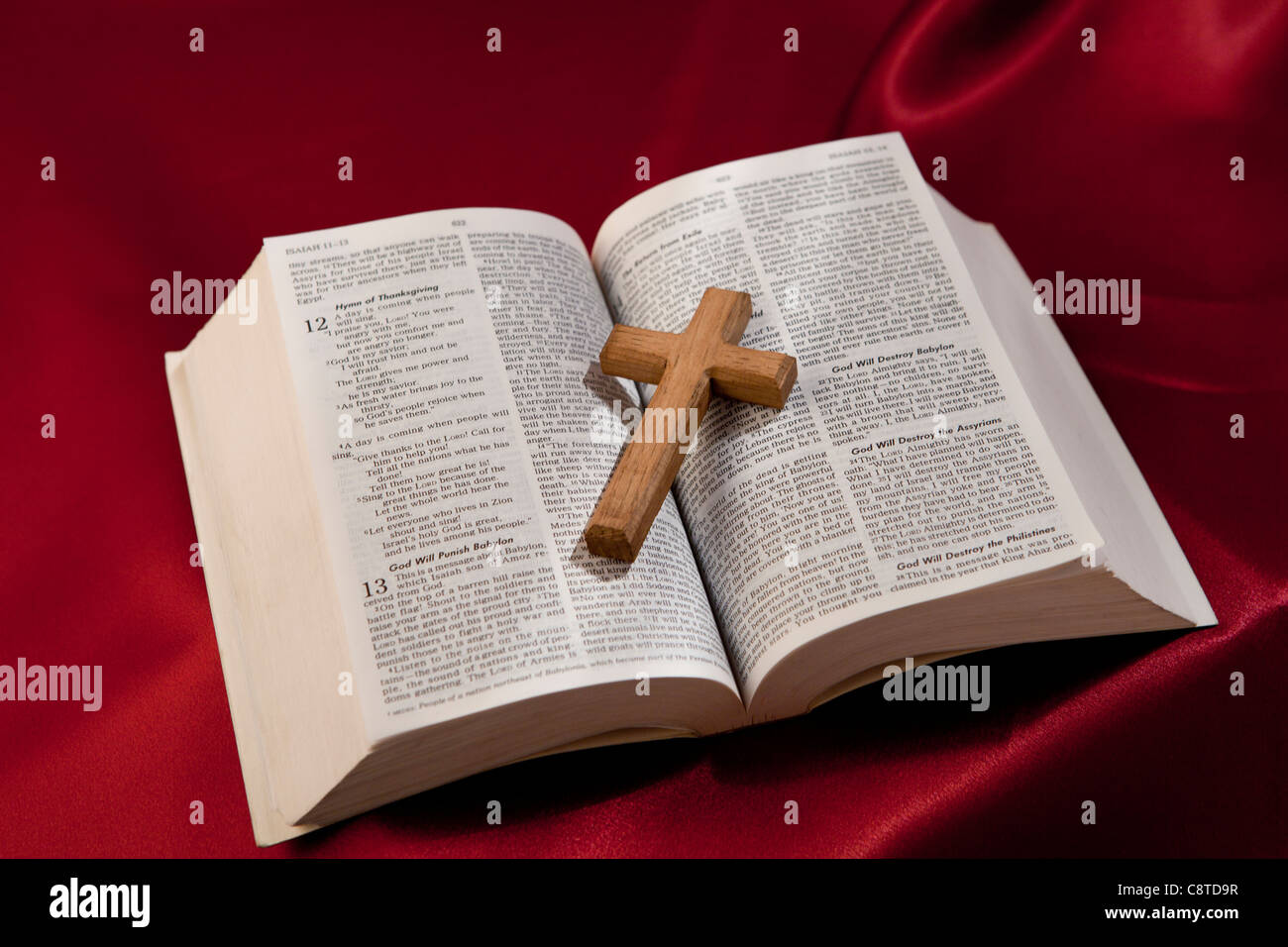High angle view of cross on bible Stock Photo - Alamy