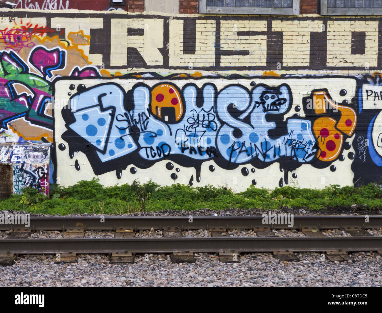 Graffiti and railway track Stock Photo - Alamy