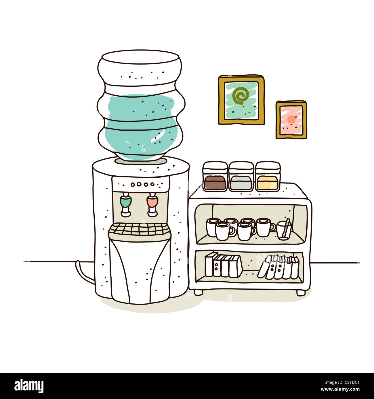 Illustration of water cooler Stock Photo - Alamy
