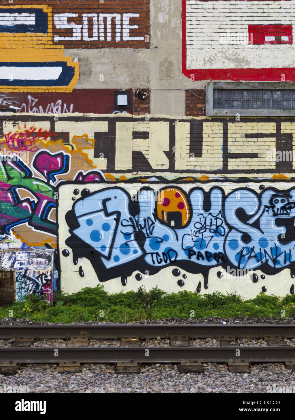 Graffiti and railway track Stock Photo - Alamy