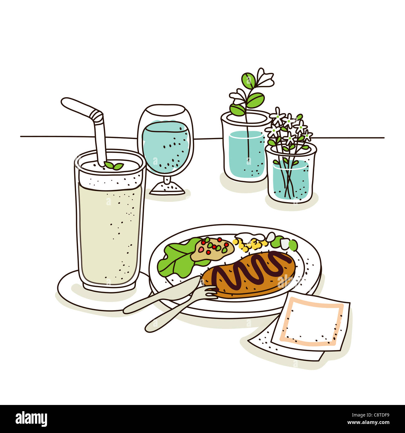 Illustration of food stuff Stock Photo - Alamy