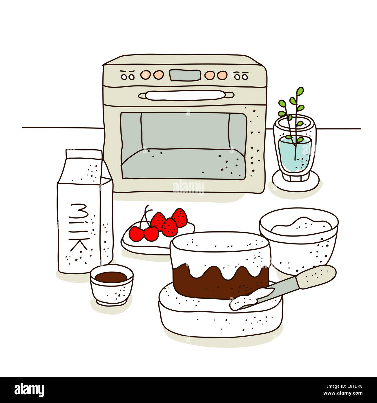 Illustration of cake preparation hi-res stock photography and images ...