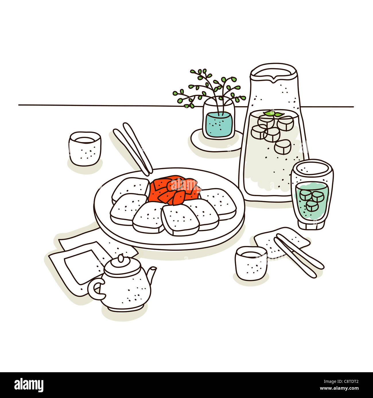 Illustration of food with water Stock Photo - Alamy