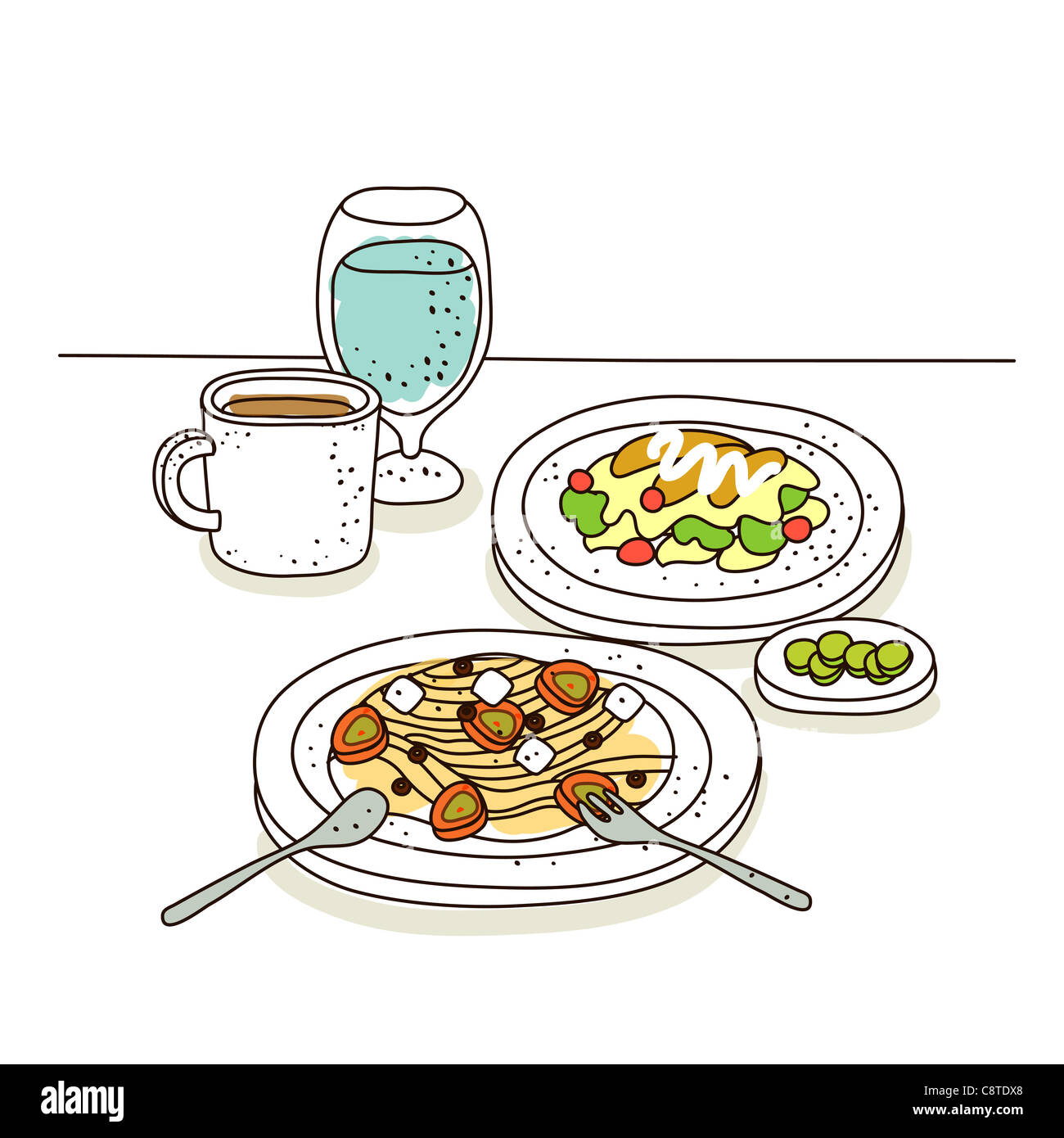 Illustration of meal and refreshment Stock Photo - Alamy