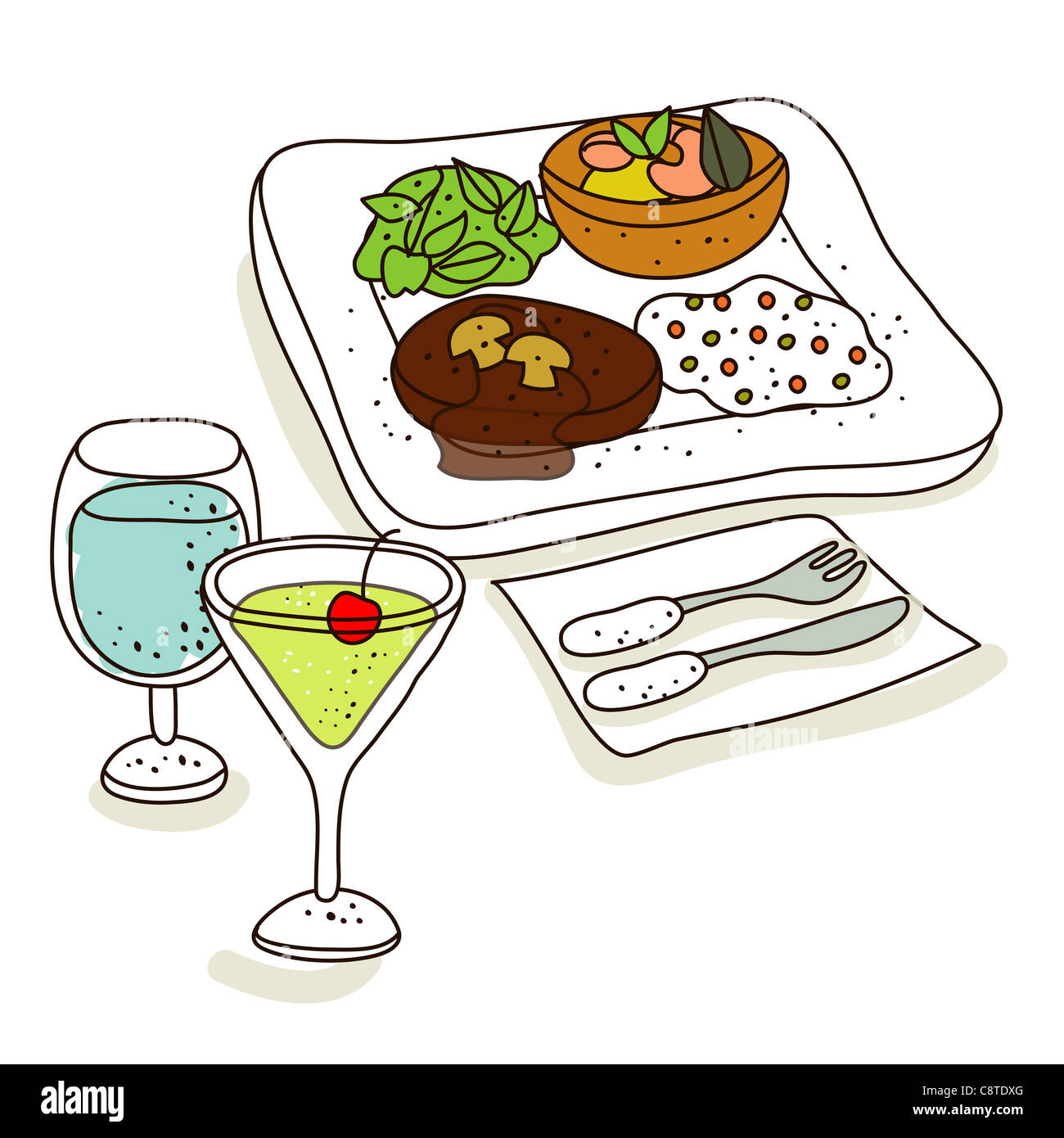 Illustration of food and refreshments Stock Photo - Alamy