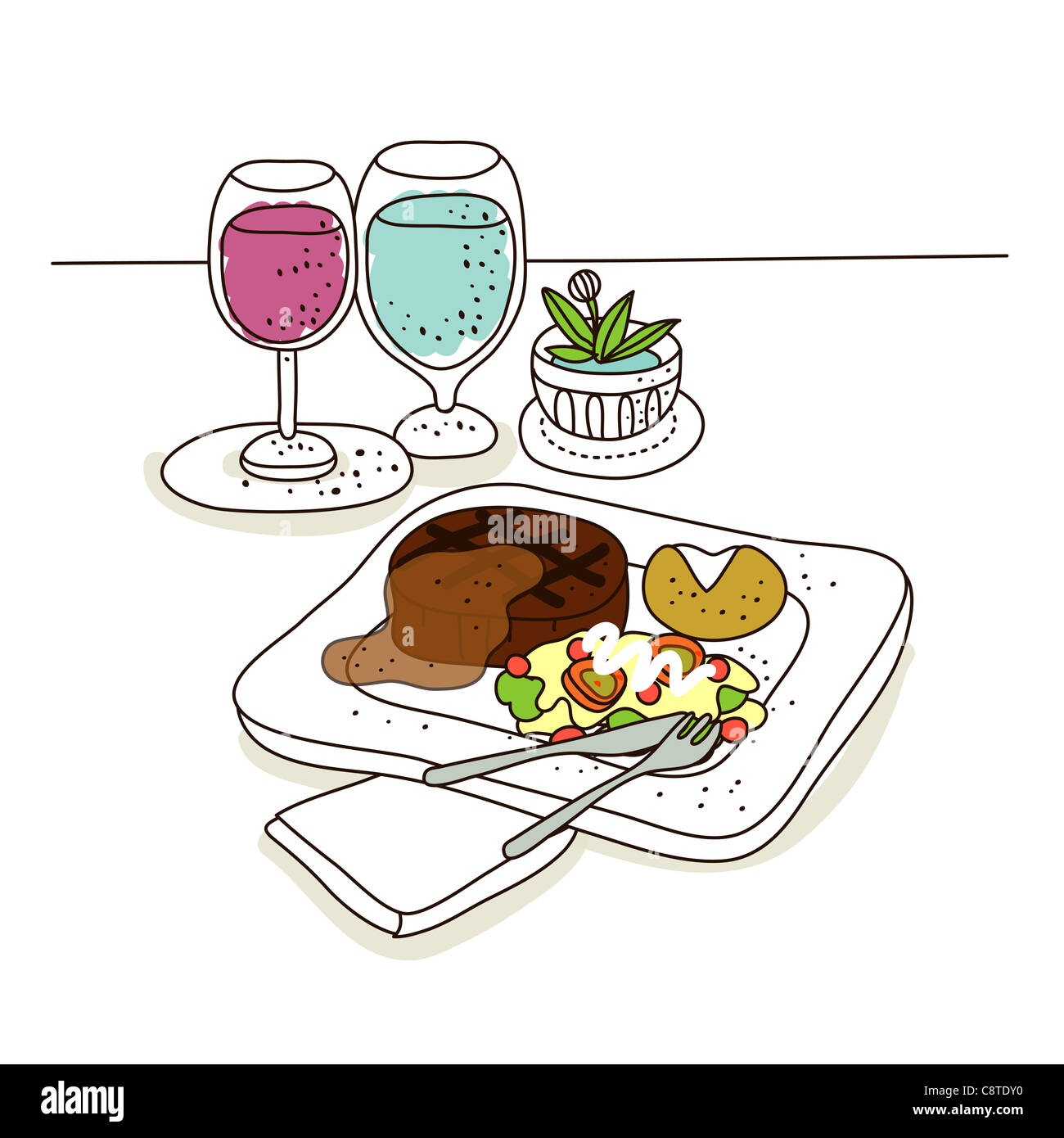 Illustration of food and refreshment Stock Photo - Alamy