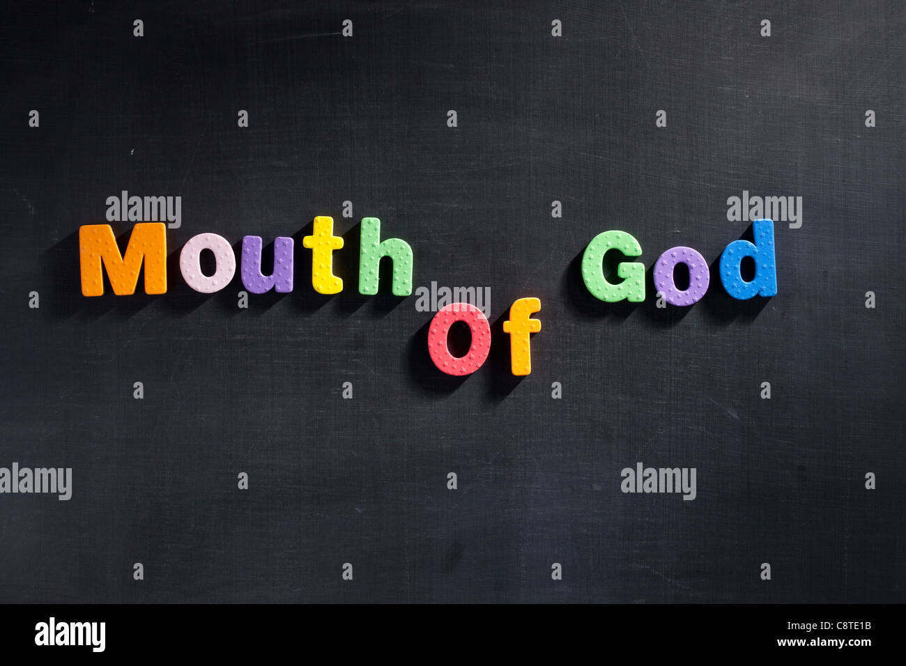 Mouth of God' in multi colored alphabets Stock Photo - Alamy