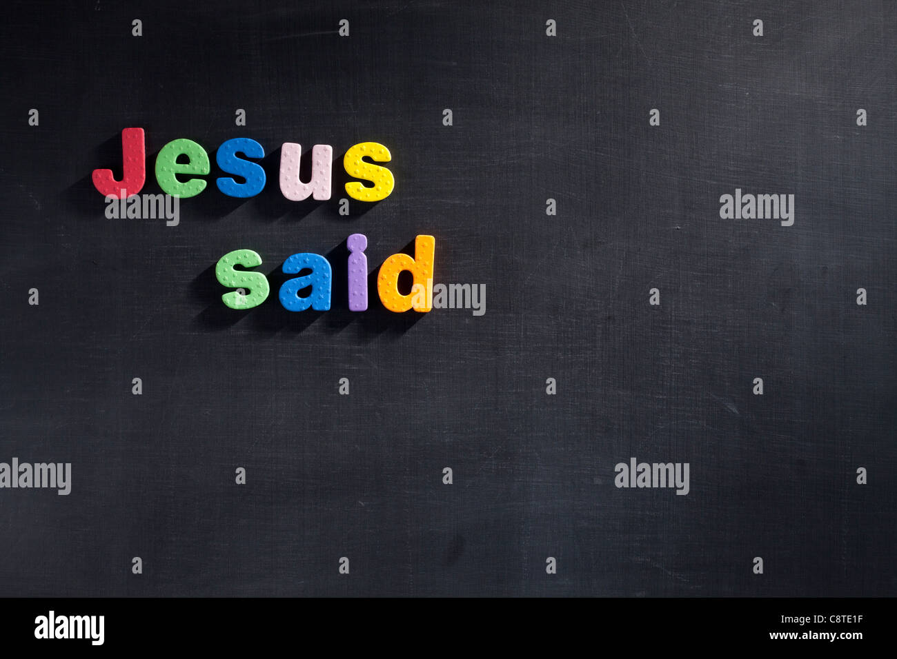 Jesus said' in multi colored alphabets Stock Photo - Alamy