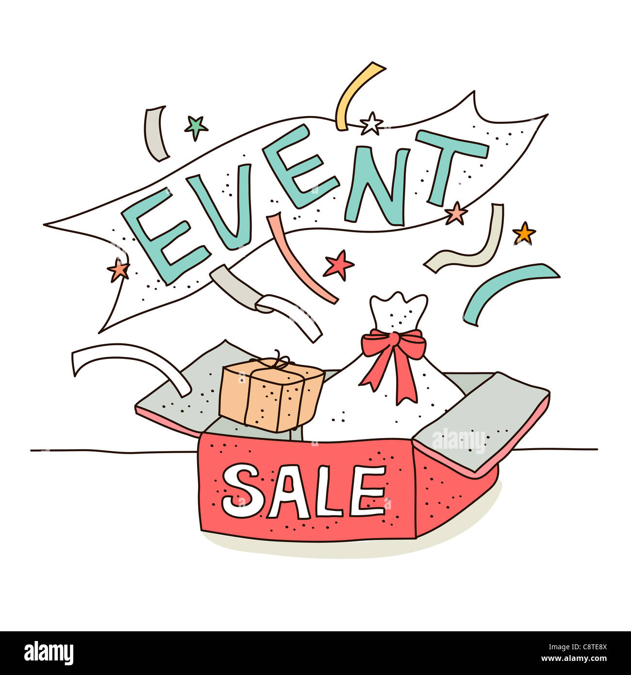 Illustration of box with sale written on it Stock Photo - Alamy