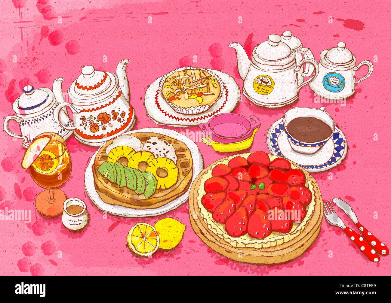 Illustration of snack and food Stock Photo - Alamy