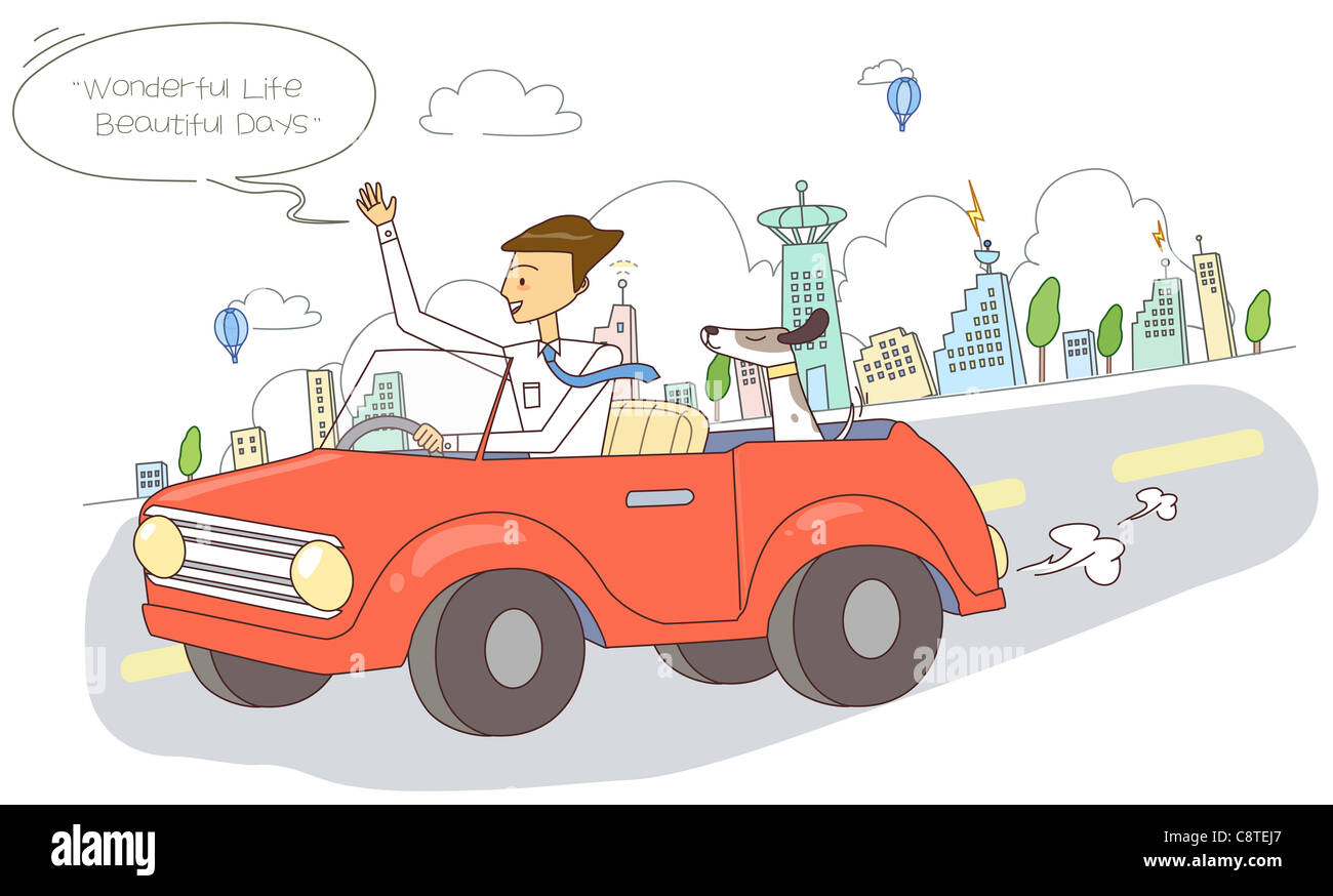 Waving to car driving Cut Out Stock Images & Pictures - Alamy