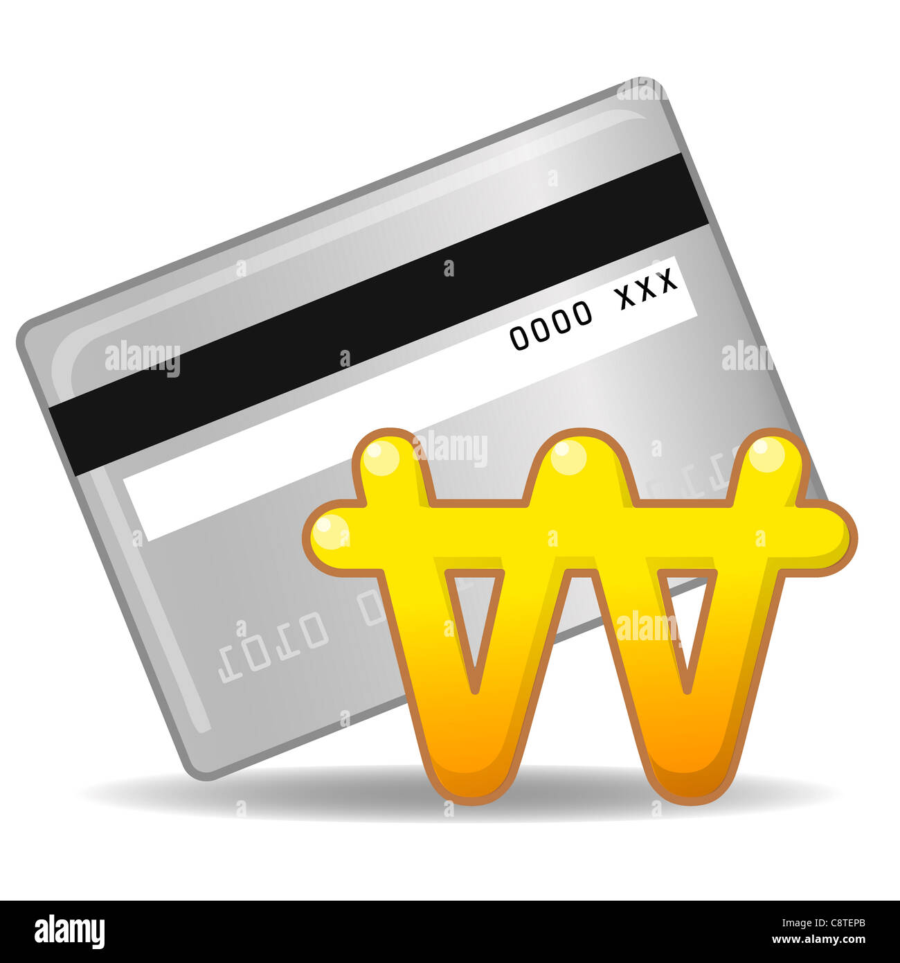Illustration of won sign with credit card Stock Photo - Alamy