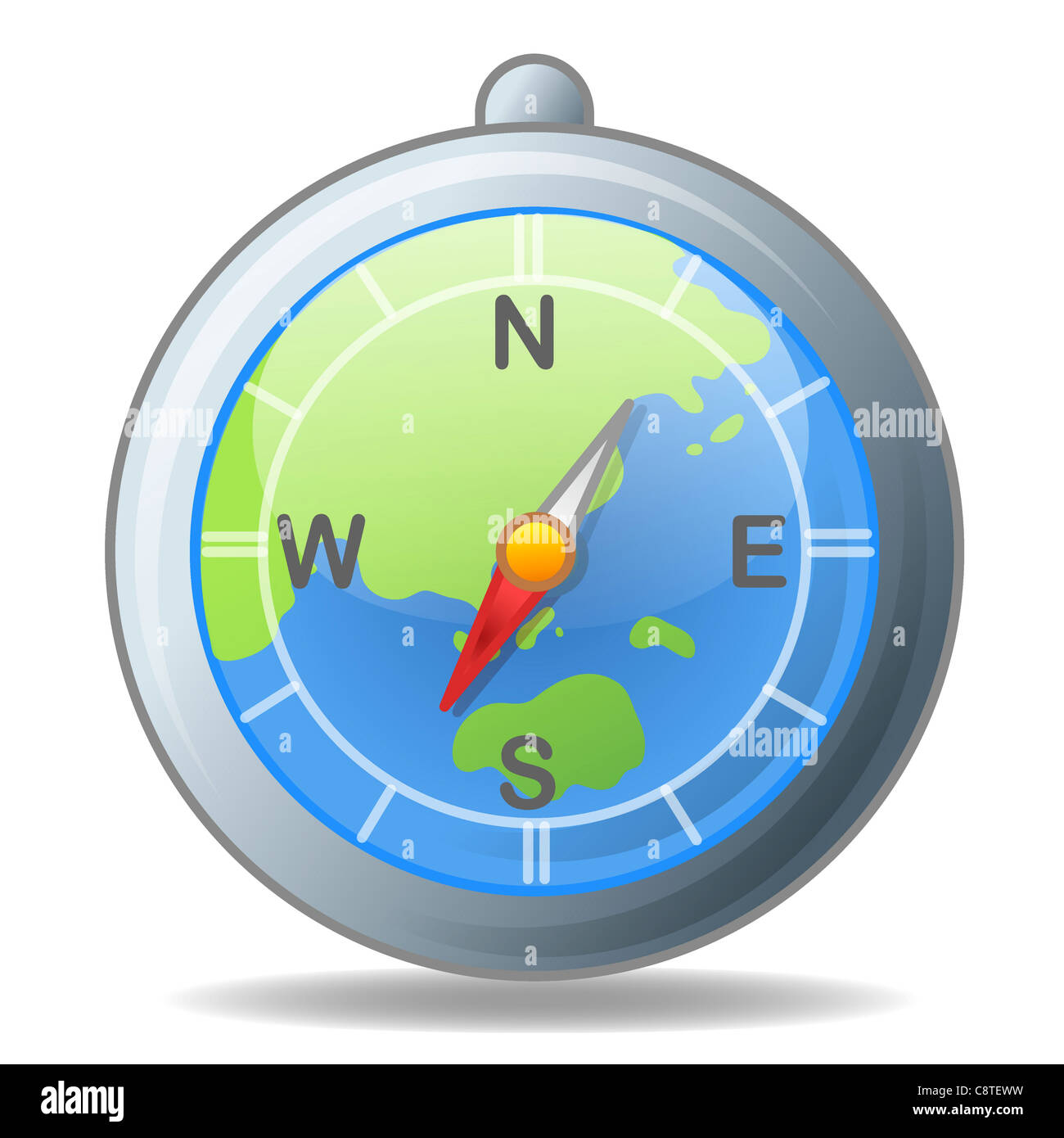 Illustration of compass with map in it Stock Photo - Alamy