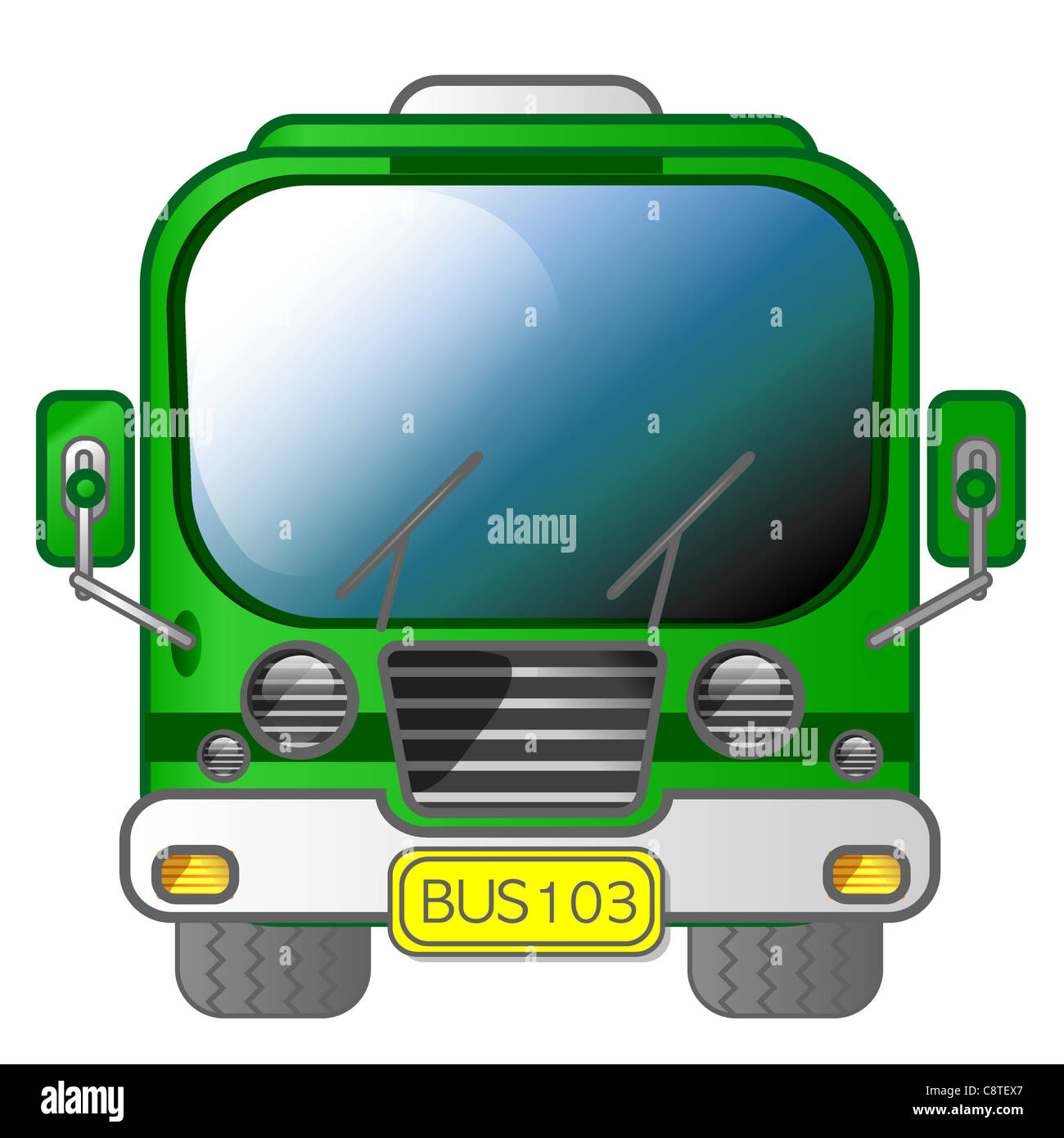 Illustration of green bus Stock Photo - Alamy