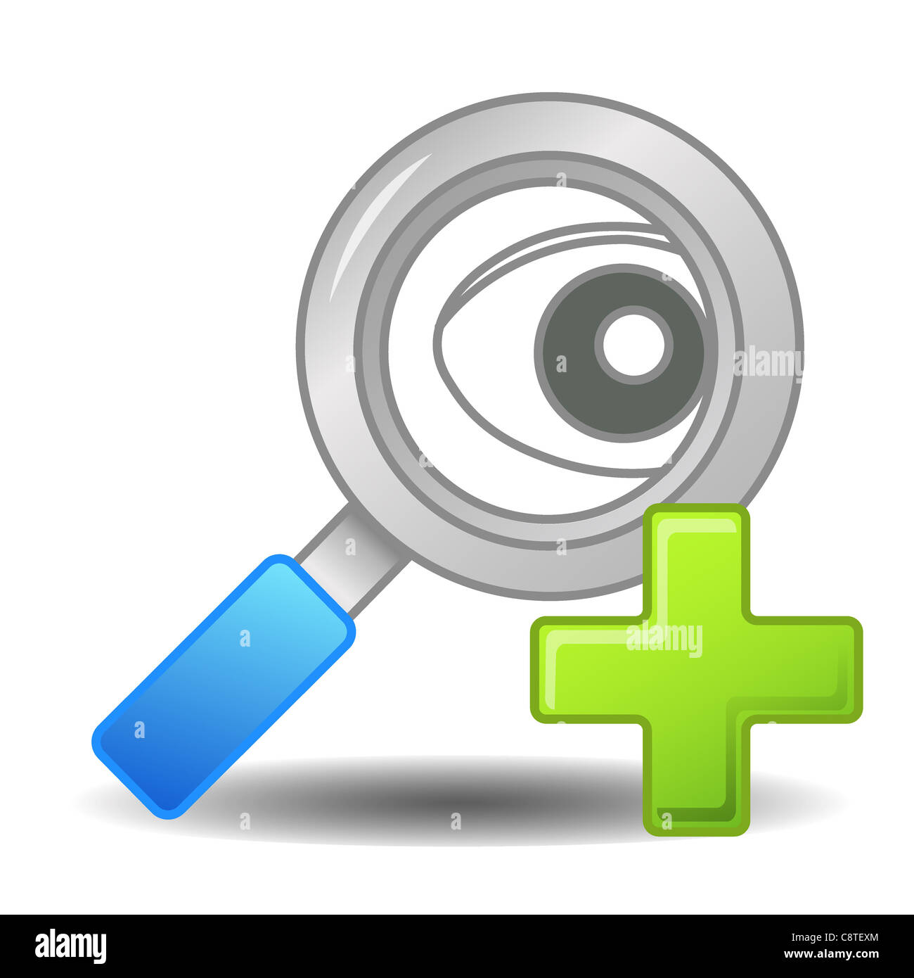 Illustration of magnifying glass with plus sign Stock Photo - Alamy