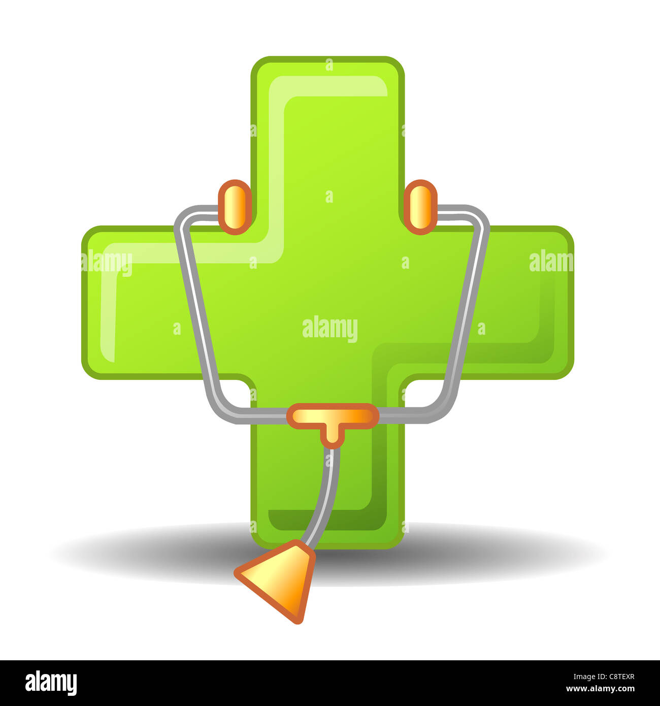 Stethoscope with a cross sign on white background Stock Photo - Alamy