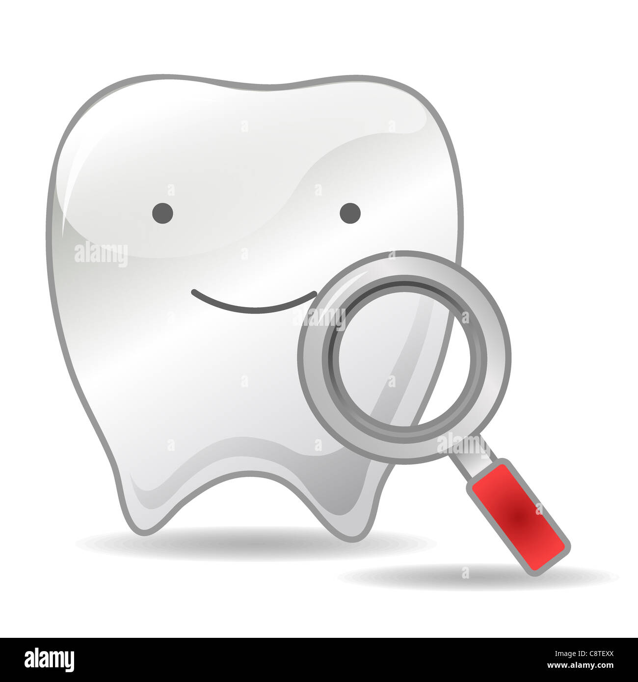 Human teeth with magnifying glass on white background Stock Photo - Alamy