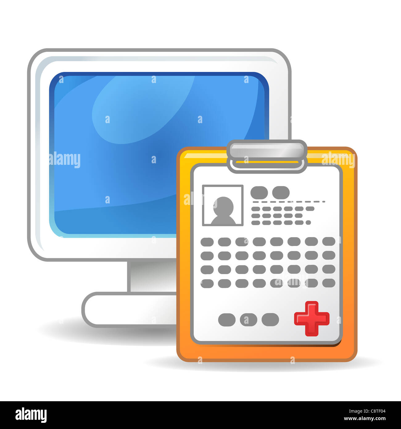 Illustration of medical document with computer screen Stock Photo - Alamy