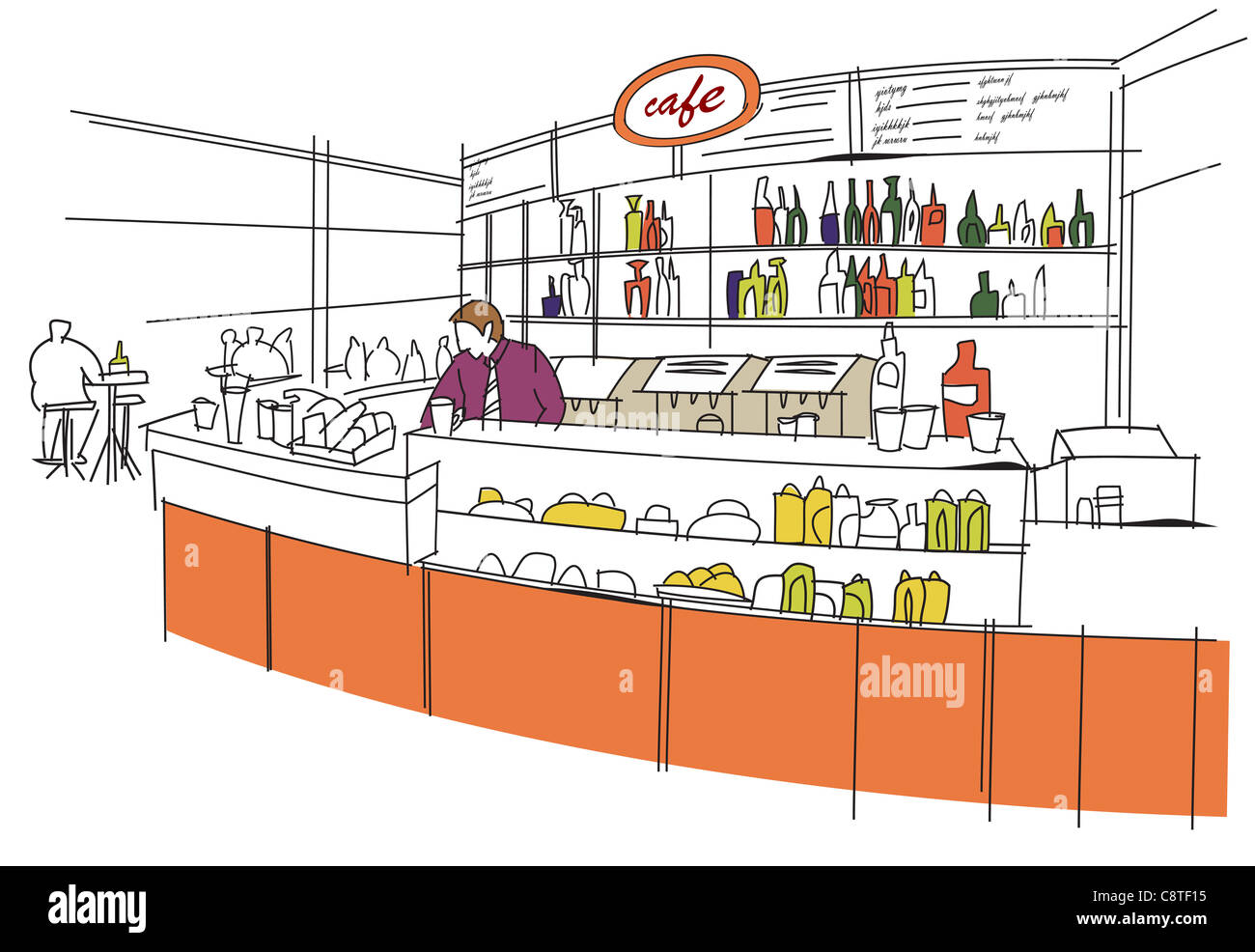 Drawing Person Sitting On Counter