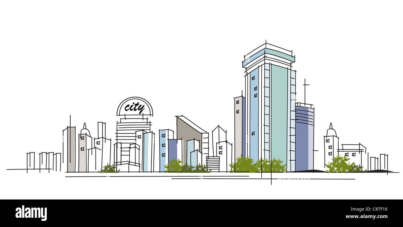 Skyline drawing hi-res stock photography and images - Alamy