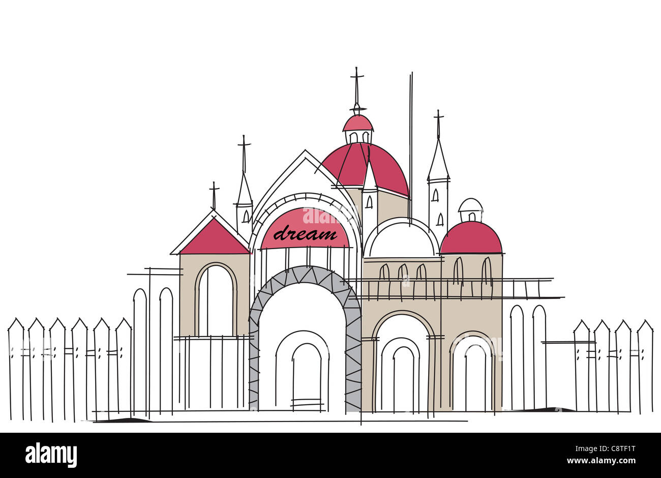 Church building line color hi-res stock photography and images - Alamy