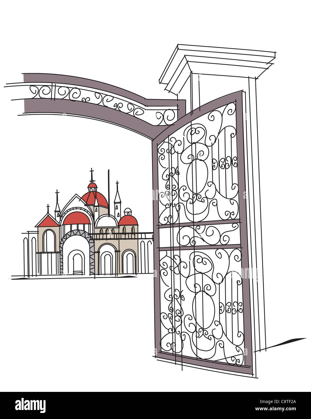 Church From Gate Stock Photo - Alamy