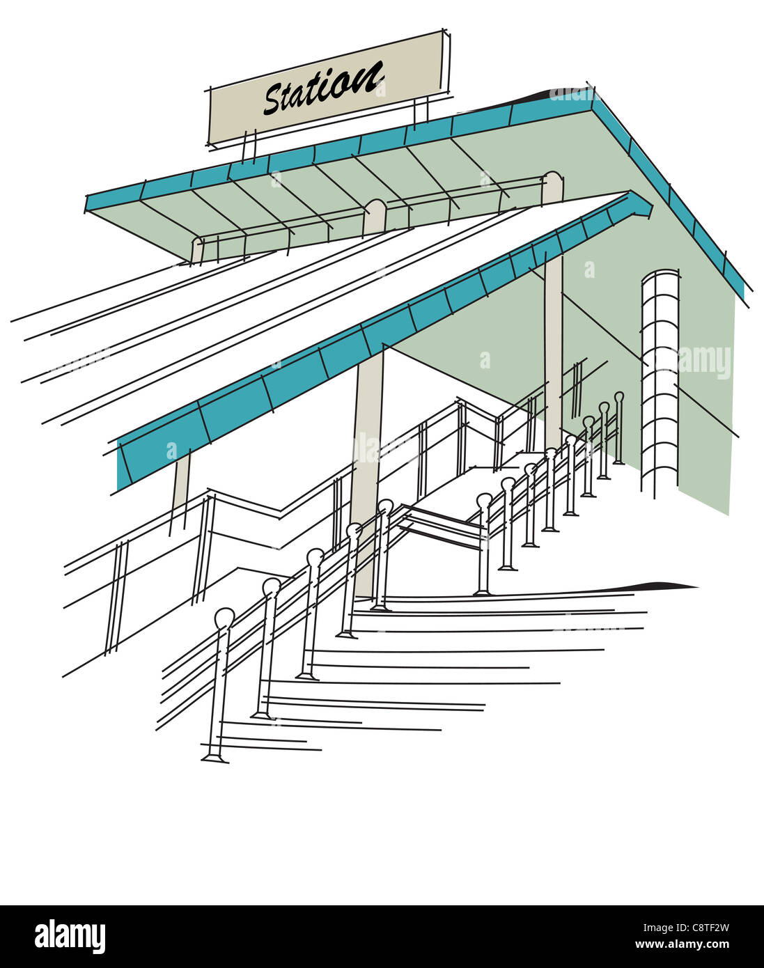 Railway Station Drawing
