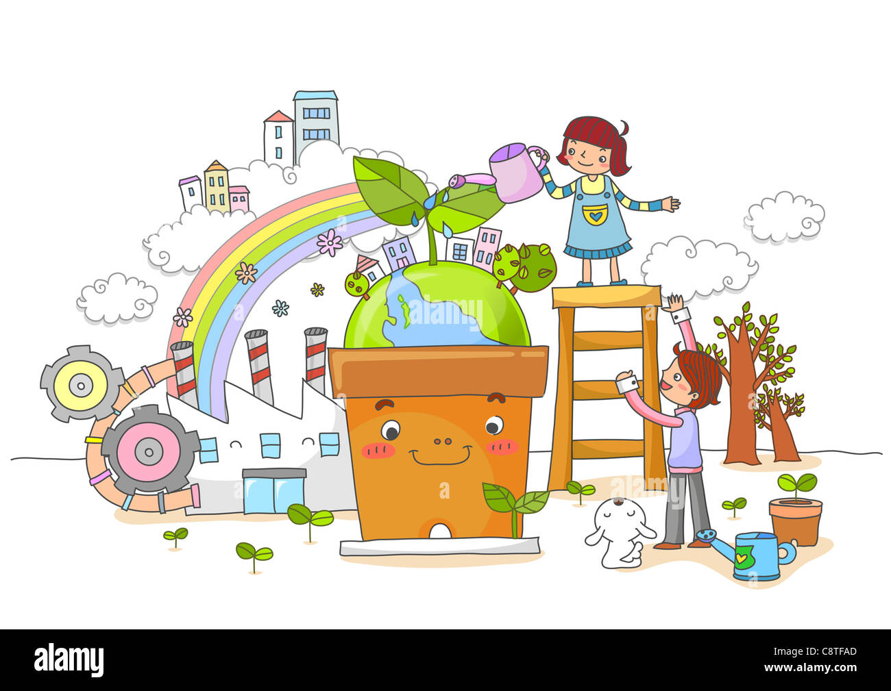 Girl potted plant Cut Out Stock Images & Pictures - Alamy