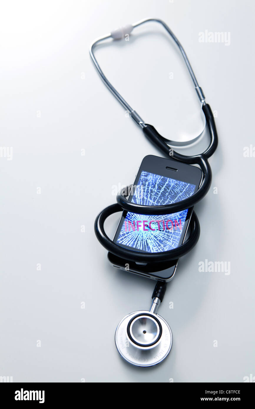 Mobile Phone With Stethoscope Stock Photo - Alamy