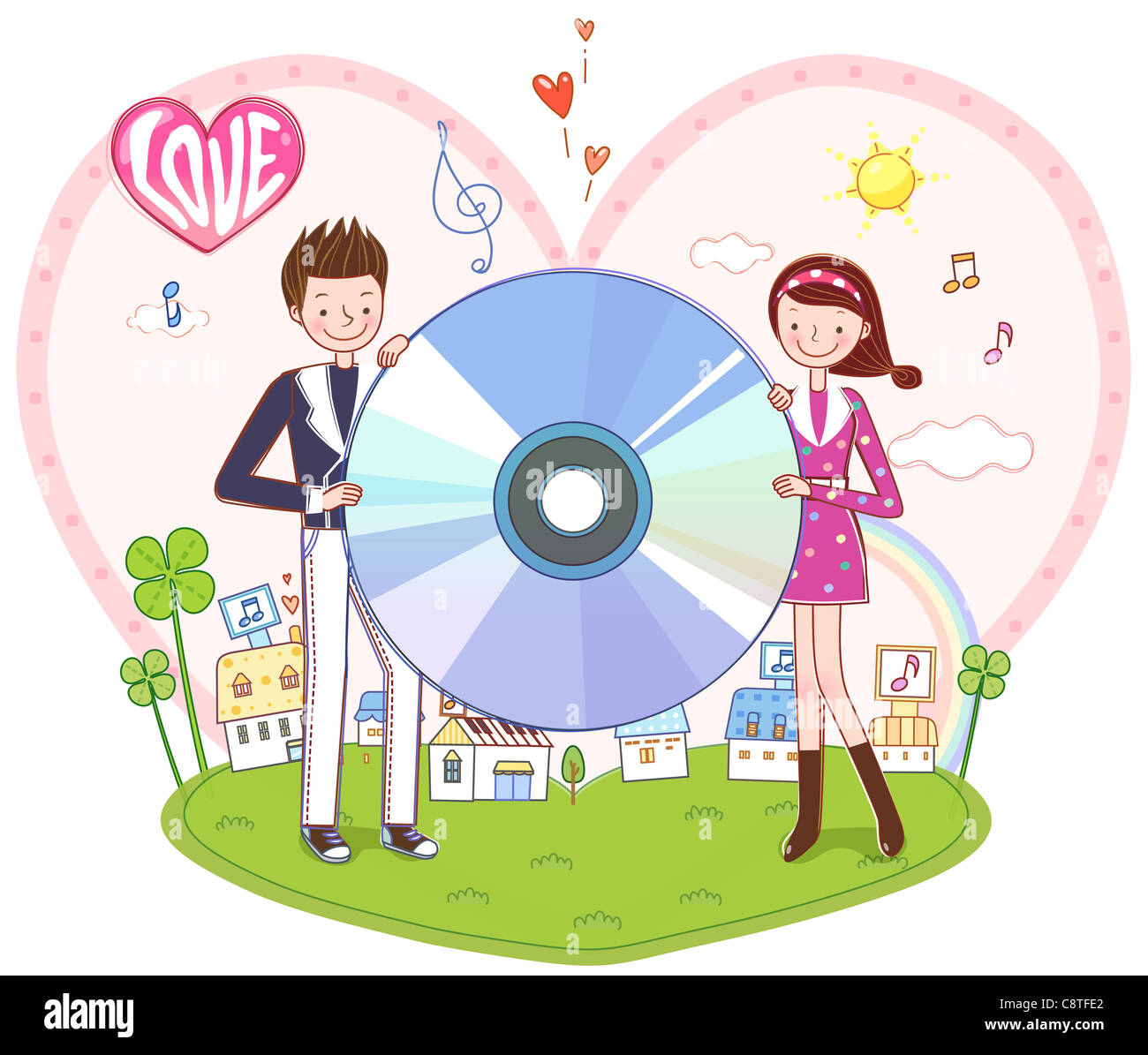 Couple Holding Compact Cd Stock Photo - Alamy