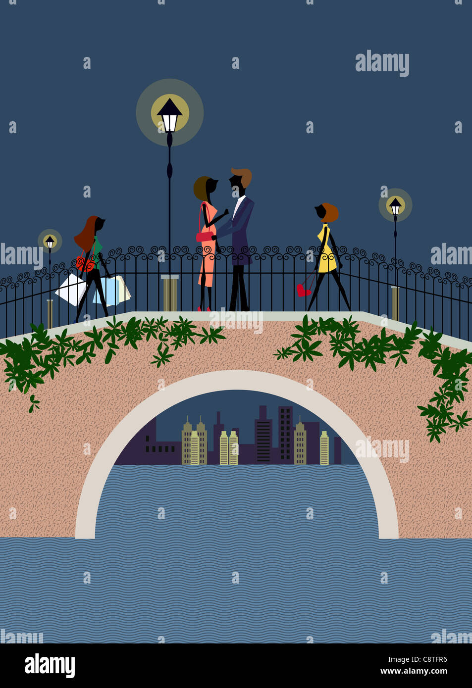 Love bridge illustration hi-res stock photography and images - Alamy