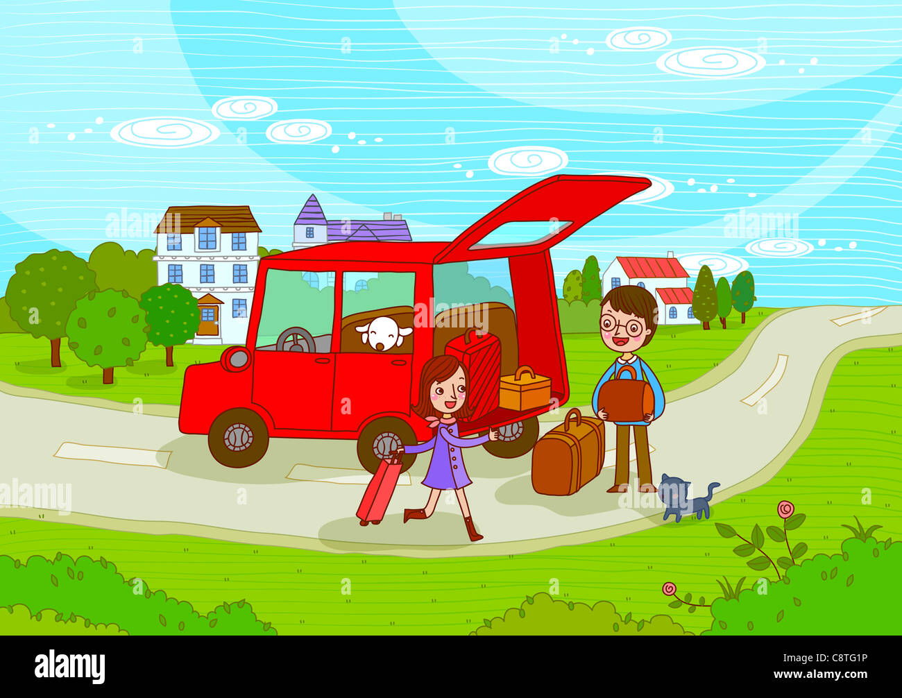 Couple and boot of car and food hi-res stock photography and images - Alamy