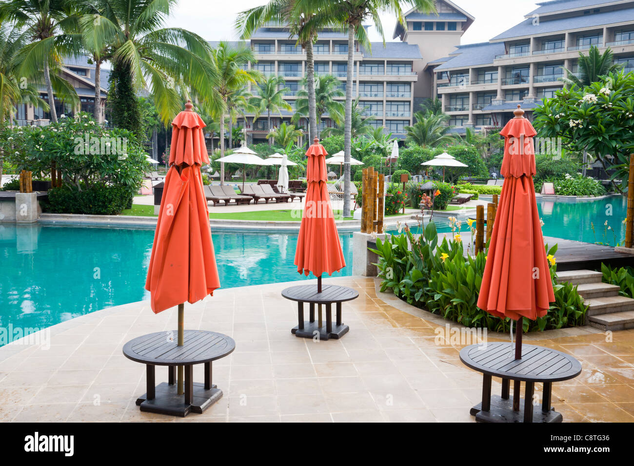 swimming pool in hotel garden Stock Photo - Alamy