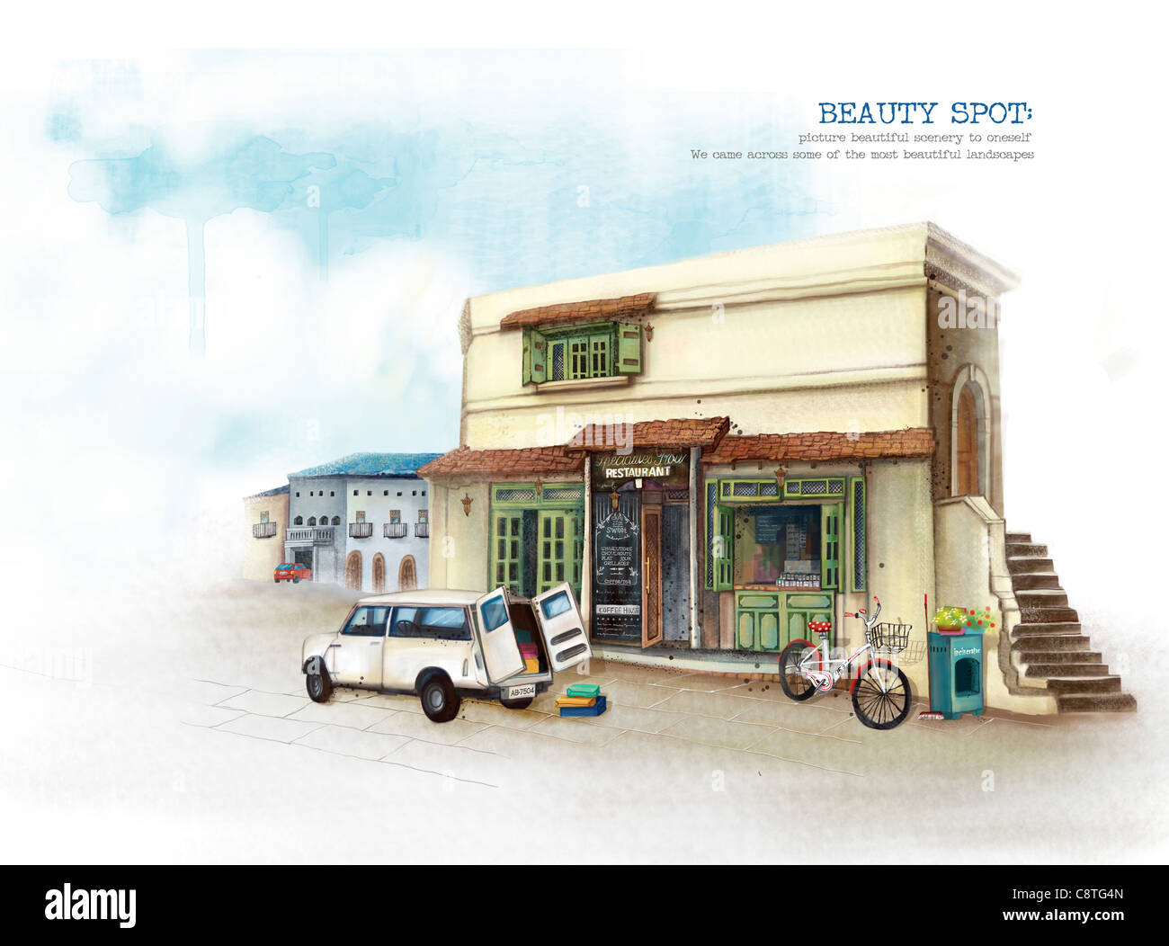 Vehicle In Front Of Garage Shop Stock Photo - Alamy