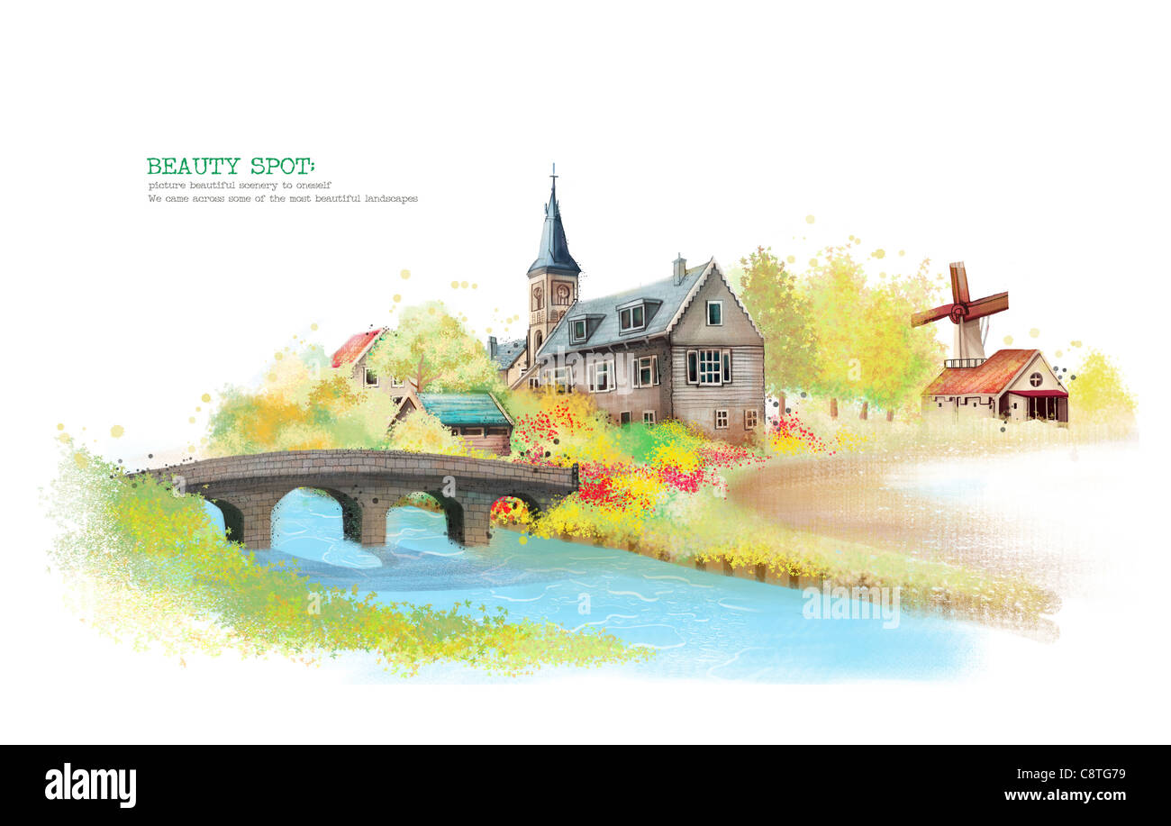 Horizontal rural exterior outside landscape architecture Cut Out Stock ...