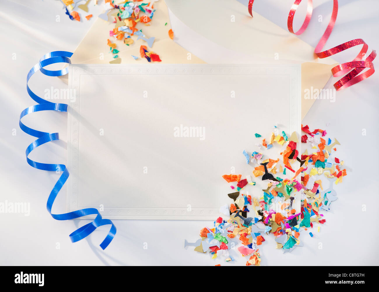 Confetti and ribbons Stock Photo - Alamy