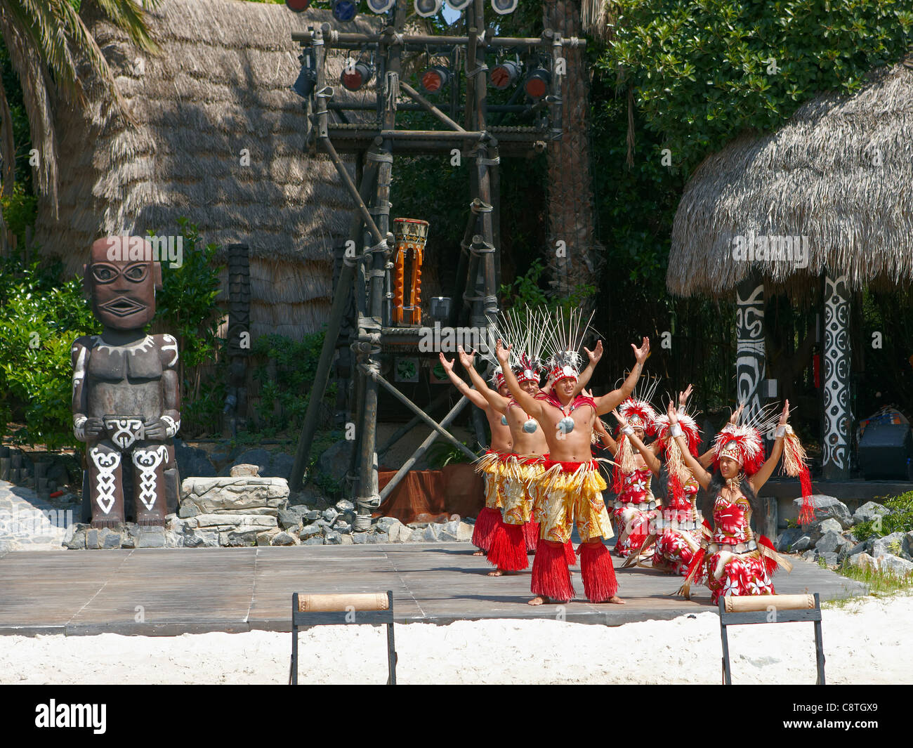 Polynesian show at Port Aventura amusement park. Salou, Catalonia ...