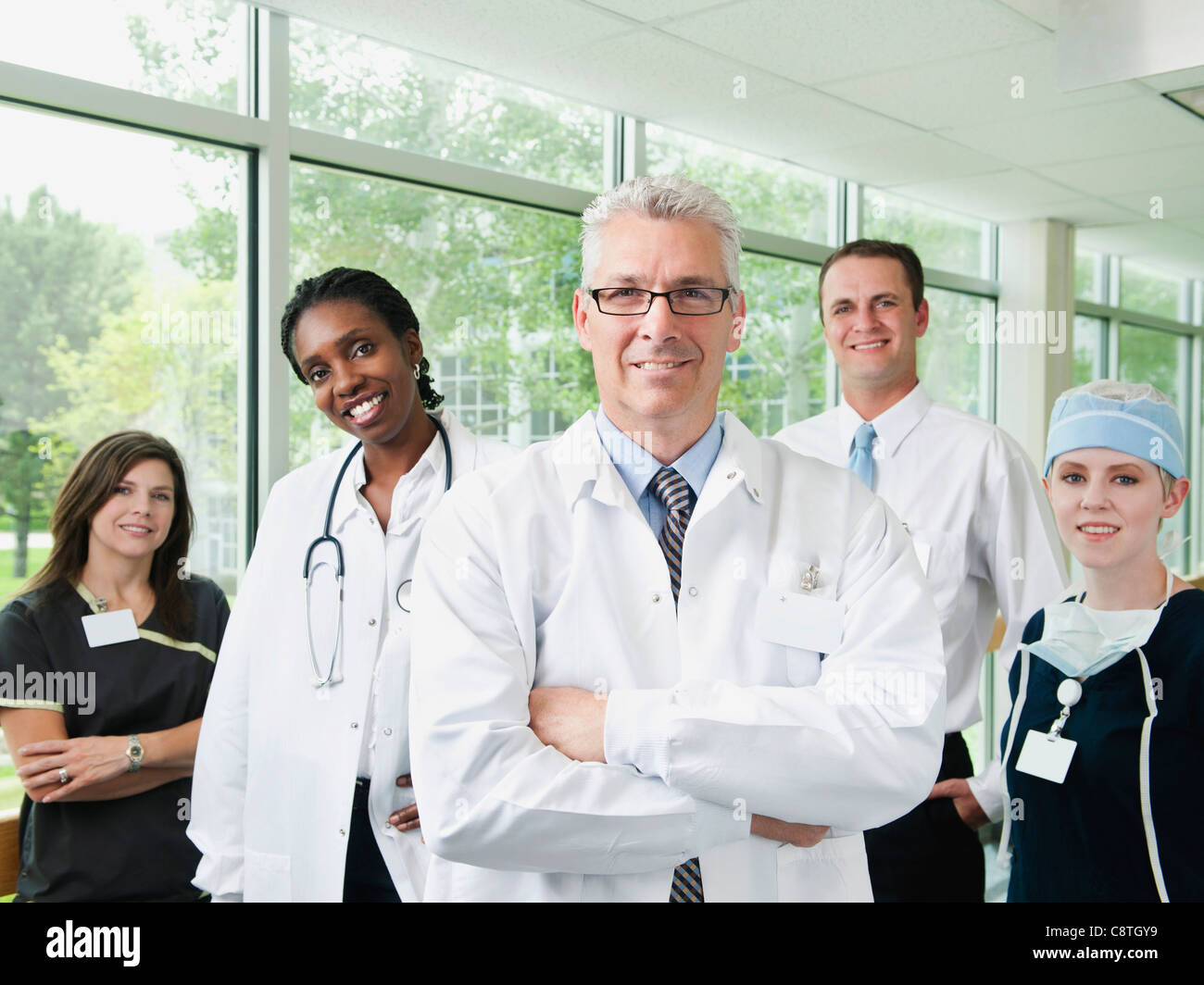 USA, Utah, Ogden, Male and female doctor, hospital manager and nurse ...