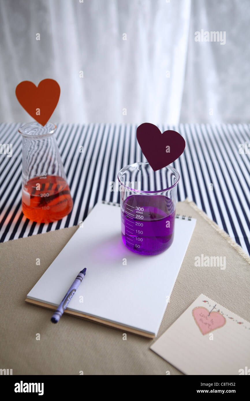 Laboratory Glassware With Notepad Stock Photo - Alamy
