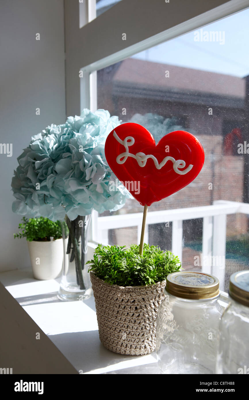 Flower Pot And Vase With Bottle Stock Photo - Alamy