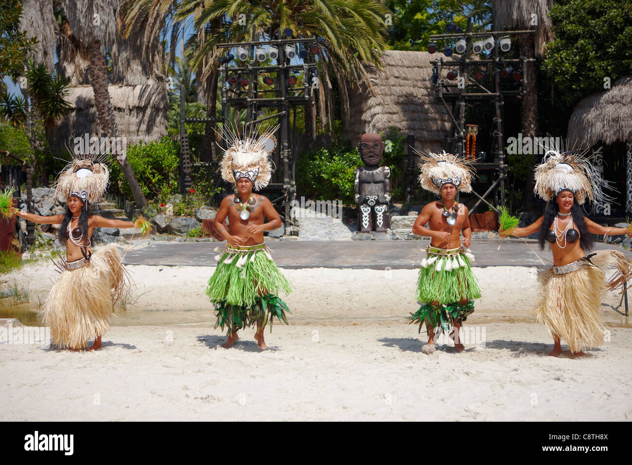 Polynesian show at Port Aventura amusement park. Salou, Catalonia ...