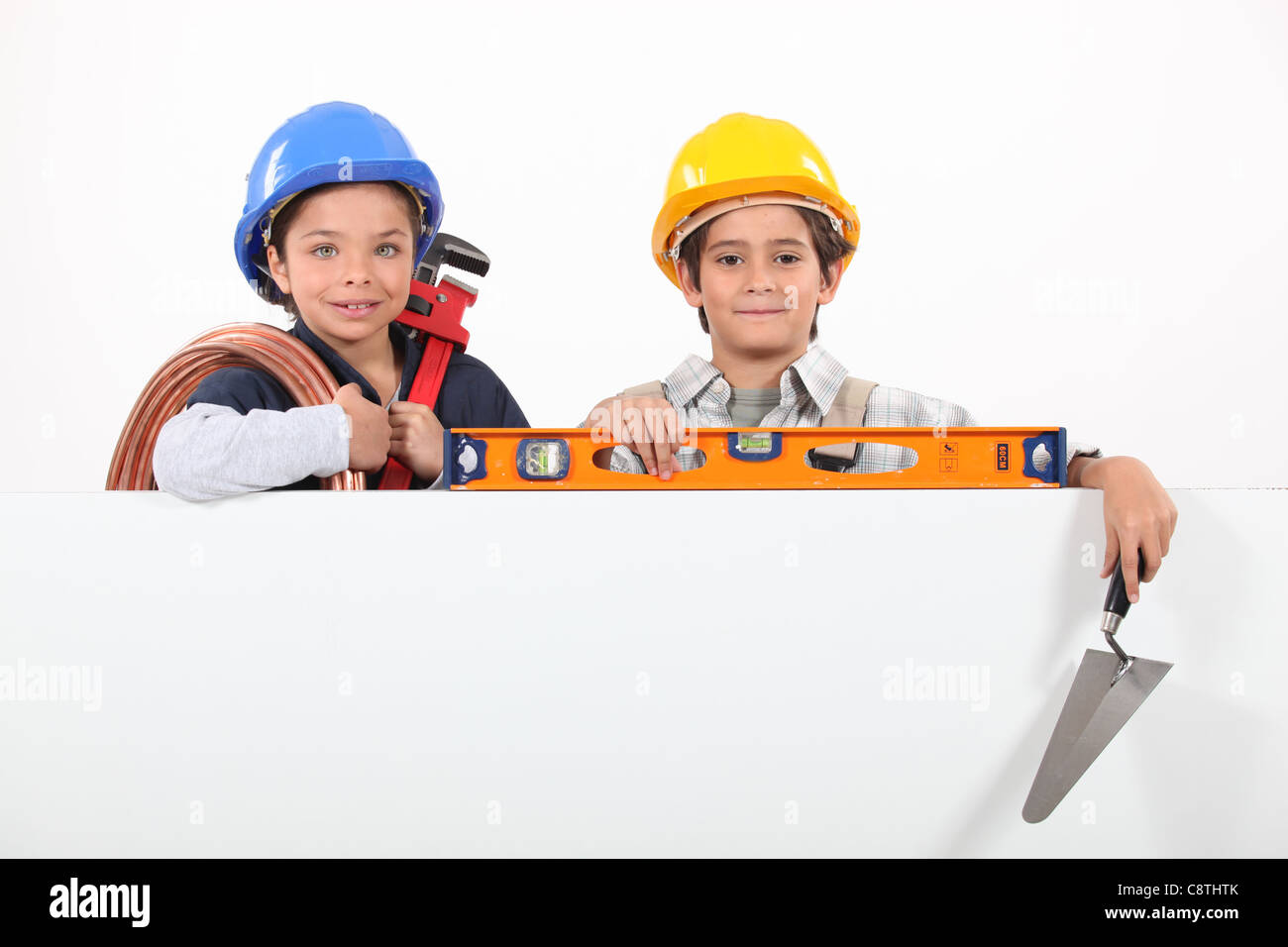 Kids dressed as construction workers Stock Photo - Alamy