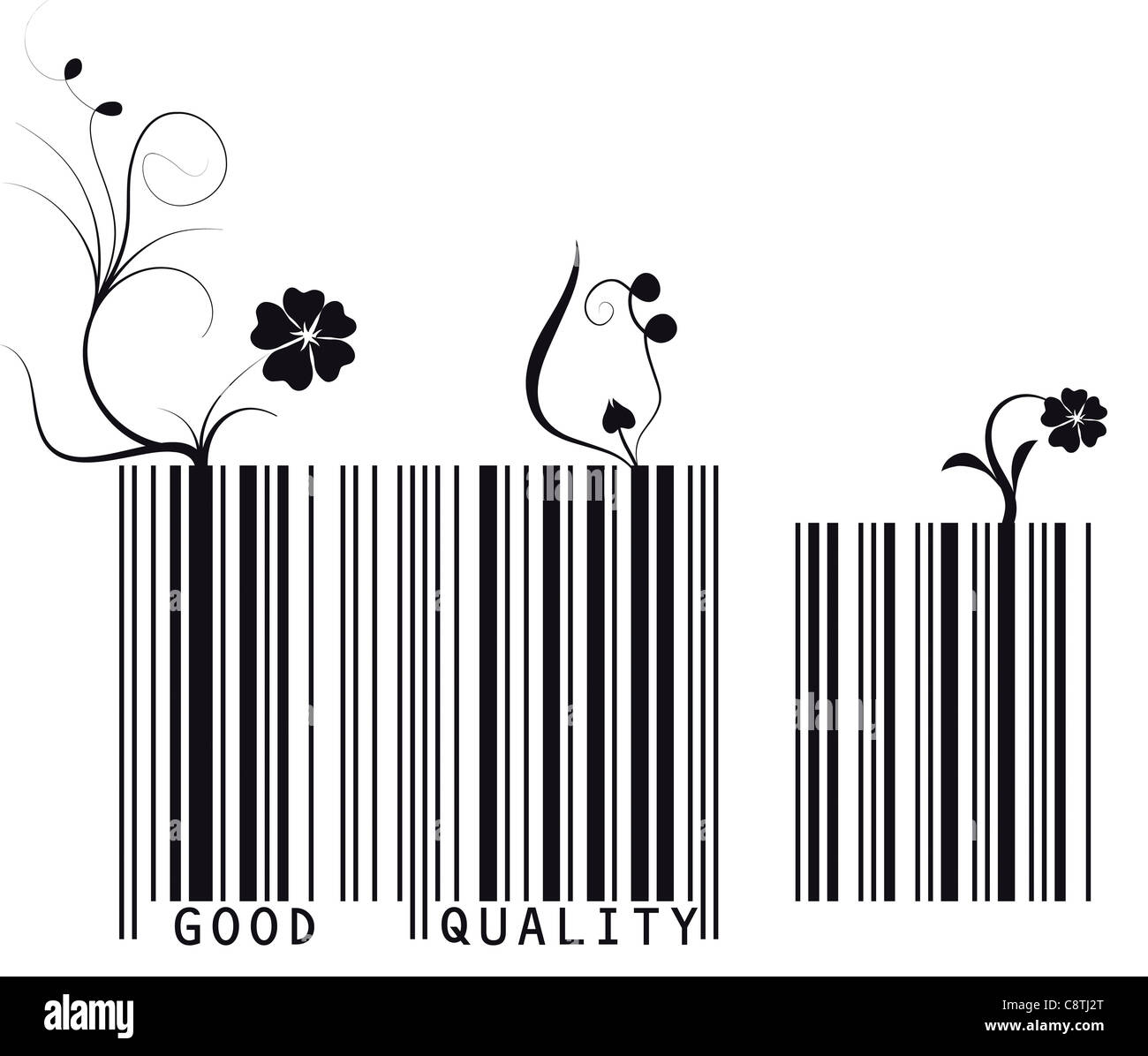 Vector illustration of floral barcode. Good Quality concept Stock Photo ...