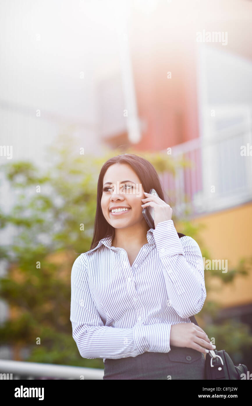 USA, Washington, Seattle, Young businesswoman talking on phone Stock ...