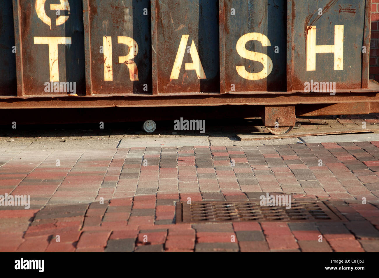 Garbage dumpster with the words -Trash written on the side Stock Photo ...