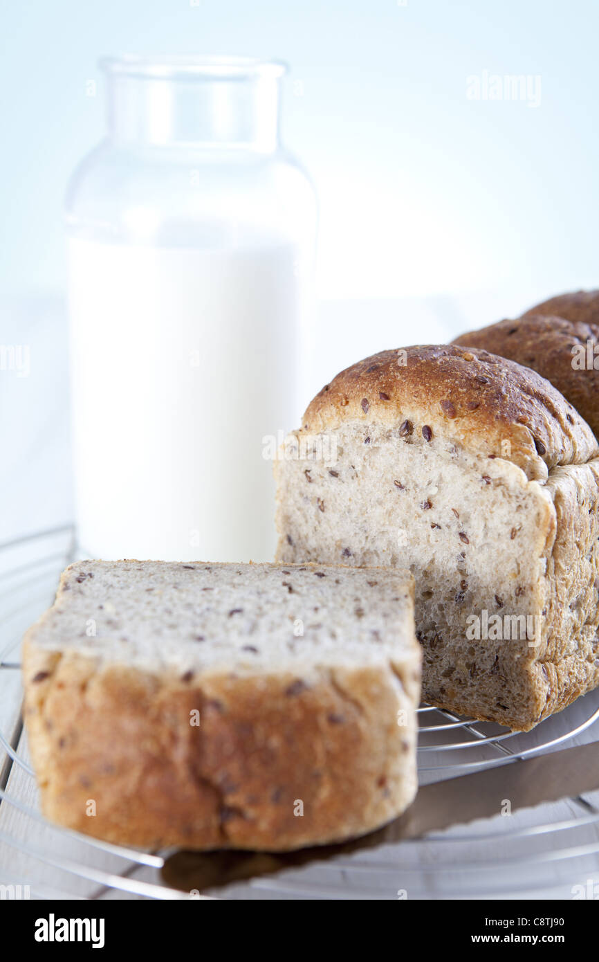 Close-up Of Bakery Items With A Bottle Stock Photo - Alamy